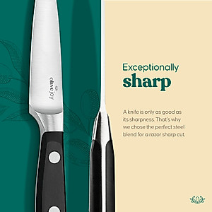 Olive Joy Paring Knife, Kitchen Knife with Sheath, Stainless Steel Vegetable Knife, 3.5" Small Knife with Gift Box and Knife Sheath Cover
