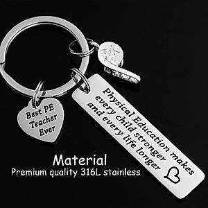 AHAETH Gifts For Pe Teachers Keychain For Men Male Women P E Gym Professor Retirement Jewelry From Student Physical Education Pe Teacher Keychain
