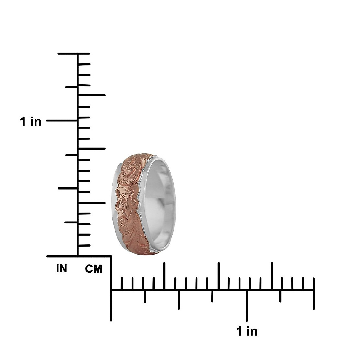 Sterling Silver 14kt Rose Gold Plated Raised Hawaiian Band Ring Size 6