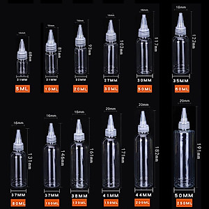 5pcs 10-250ml Refillable Bottles Squeeze Bottles Eye Dropper Bottle Liquid Dispenser Sharp-mouth Container with Twist Top Cap(30ml)