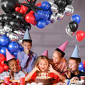 Red Blue Black Balloon Arch Kit, Spider Balloon Arch Kit, Red Blue and Black Balloons Hero Theme Party Decorations, Spider Balloon Arch for Boys Birthday Baby Shower Hero Theme Party