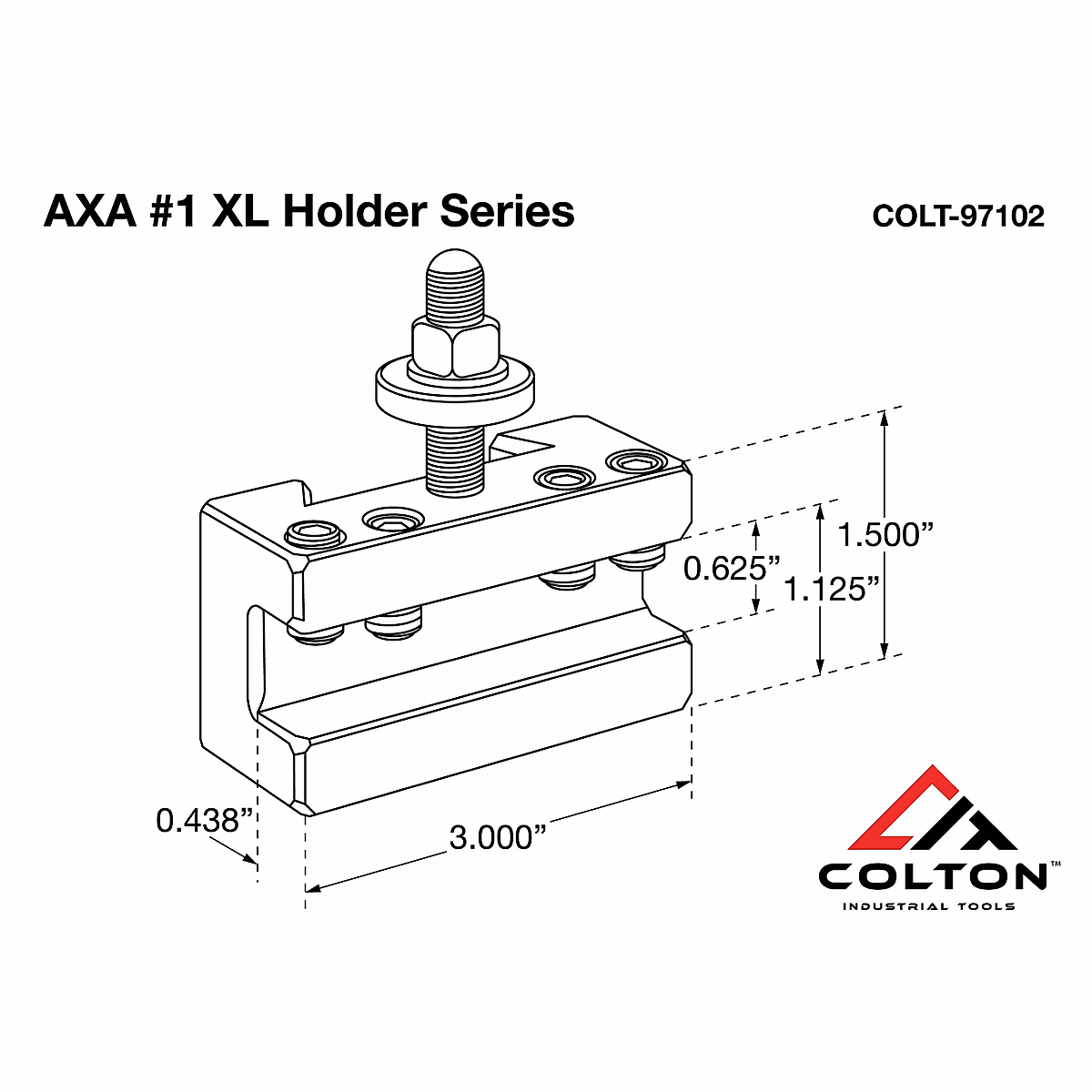 Colton Industrial Tools AXA #1 XL Quick Change Tool Holder 250-101XL ZiN Coated