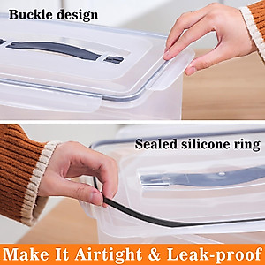 MueJah Food Containers Set with Lids, Buckle Sides & Handle, Refrigerable & Microwaveable, 9.9Ibs/15Ibs/23Ibs/32Ibs Capacity Airtight Organizers Storage Boxes