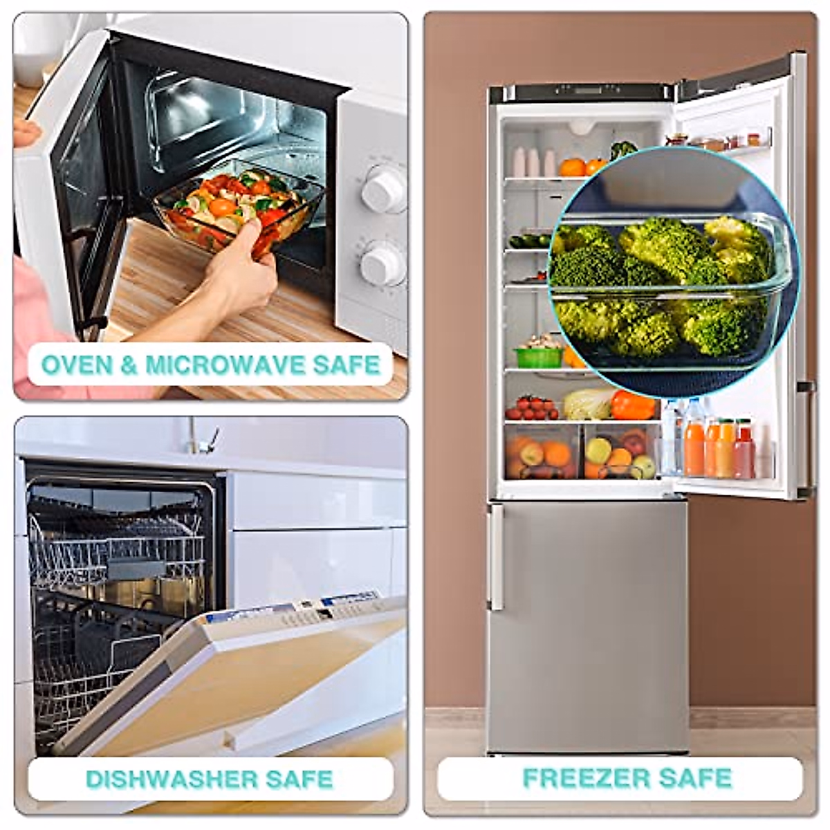 Ehi's Glass Food Storage Containers Set - Meal Prep Container with Locking Lids - 100% Leakproof, BPA-Free & Airtight Portion Control Lunch Containers, Freezer-to-Oven-Safe Food Containers, Set of 3