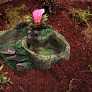 Resin Reptile Platform Artificial Tree Trunk Reptile Food Dish Food Water Bowl Lizard Crawling Platform for Lizard Turtle Gecko Water Frog Snake Amphibian Other Reptile
