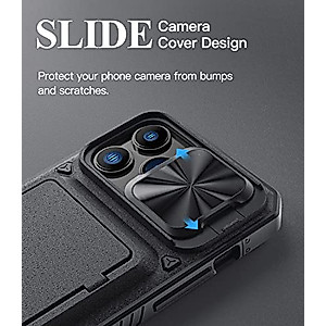 ATATOO Wallet Case for iPhone 14 Pro Max with Card Holder, Sliding Camera Cover, Military Grade Protective Case Compatible with iPhone 14 Pro Max 6.7 Inch 2022 - Black