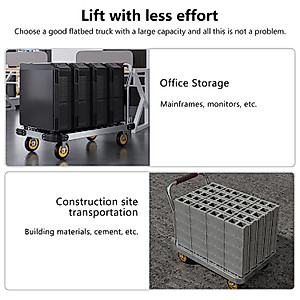 Foldable Platform Truck Push Dolly Heavy Duty 2000 lb. Weight Capacity with Brake and 6" 360 Degree Swivel Wheels