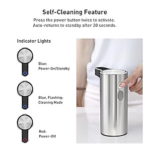 EKO Aroma Touchless Automatic Soap Dispenser for Kitchen and Bathroom, Liquid Hand Soap Dispenser, Water-Resistant and Rechargeable, 9 fl oz (Stainless)