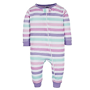 Onesies Brand Baby Girl's 3-Pack Snug Fit One-Piece Cotton Pajamas, Rainbows, 12 Months