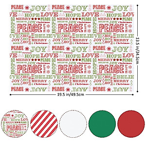 LOADSFUN Christmas Tissue Paper Bulk, 120 Sheets Christmas Tissue Paper for Gift Bags Assorted Design Gift Wrapping Paper, Red Green White Tissue Paper for Xmas Decor Holiday Crafts (Letters)