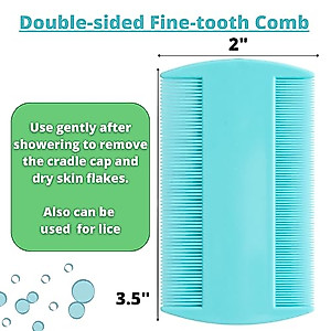 Baby Cradle Cap Treatment Kit | Baby Cradle Cap Brush for Babies - Baby Bath Essentials | Cradle Cap Comb & Baby Bath Sponge (Set of 6)