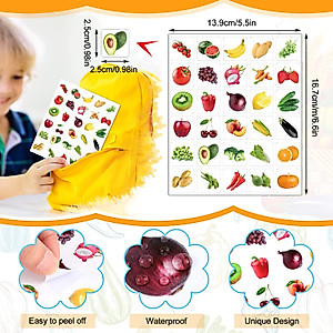 600 Pcs Fruits Vegetable Stickers for Kids Fruits Vegetable Photos Stickers Garden Stickers Realistic Food Fruit Stickers Teachers Student Stickers for Classroom Theme Party Favor (Fruits Vegetable)
