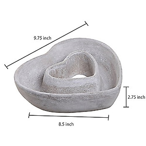 MyGift Gray Cement Succulent Plant Pot with Drainage Hole, Heart Shaped, for Indoor Plants Cactus, Flowers, Home Decor, Wedding Decor, Birthday Party Decor