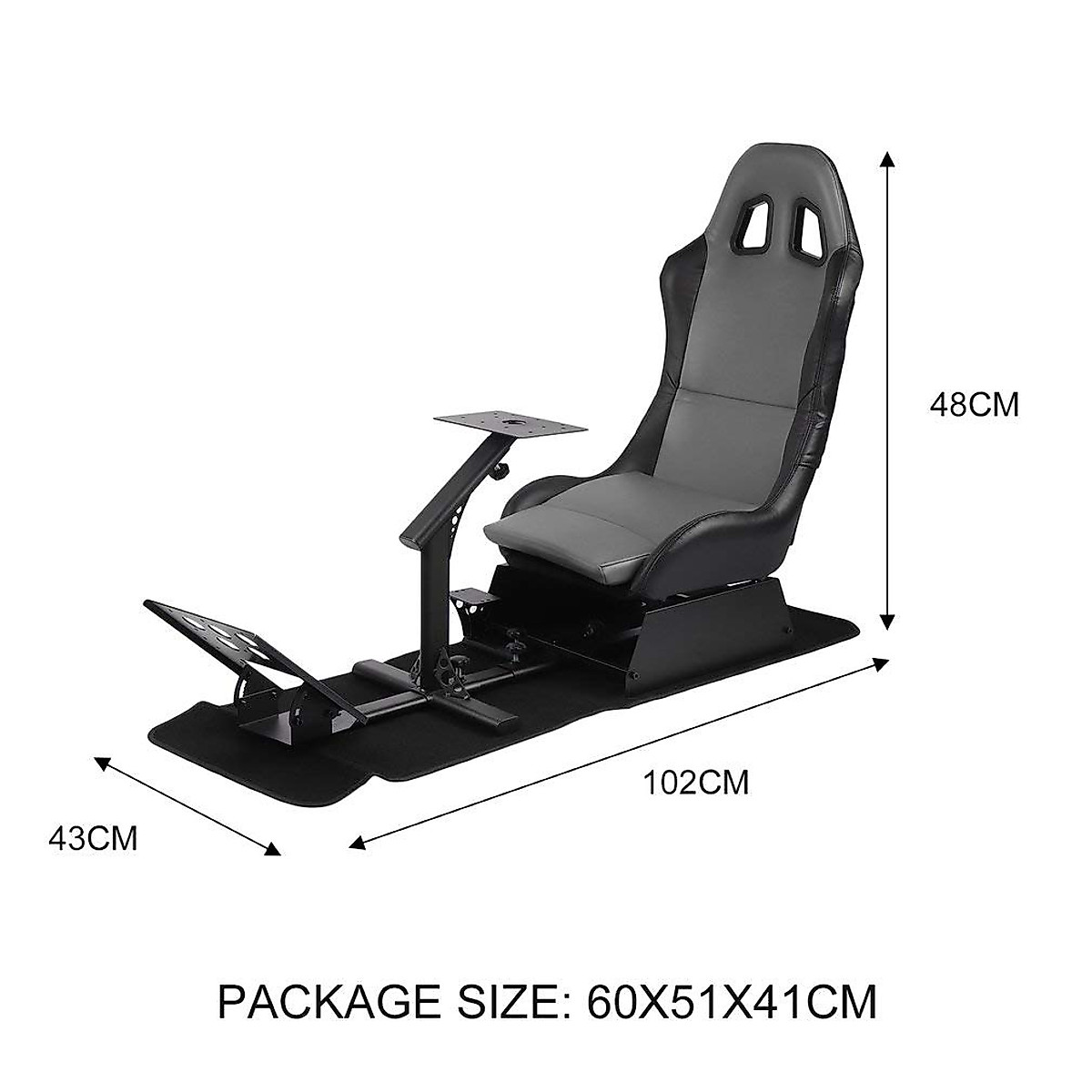 Racing Simulator Seat with Steering Wheel Support Durable Driving Seat (Black)