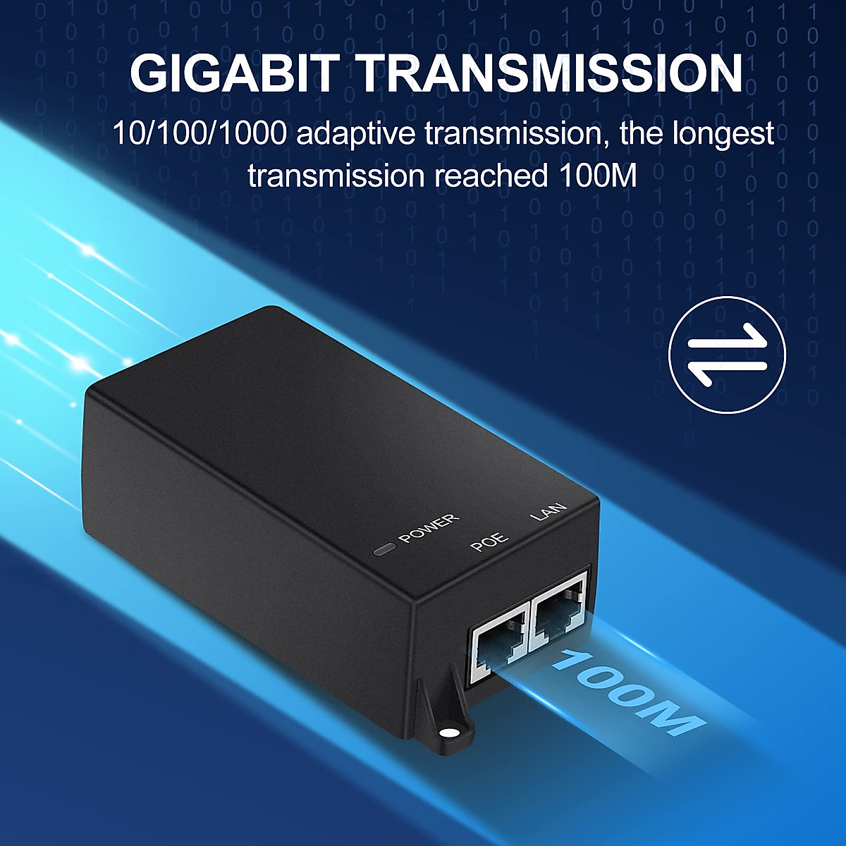 PoE Injector Adapter, NEWCARE 48V Gigabit PoE Adapter 30W, RJ-45 10/100/1000 Mbps, Up to 100 Meters (328 Feet), Support Wall-Mount, Use for IP Camera AP Switch 45+ 78- PoE Power Supply(Non-Standard)