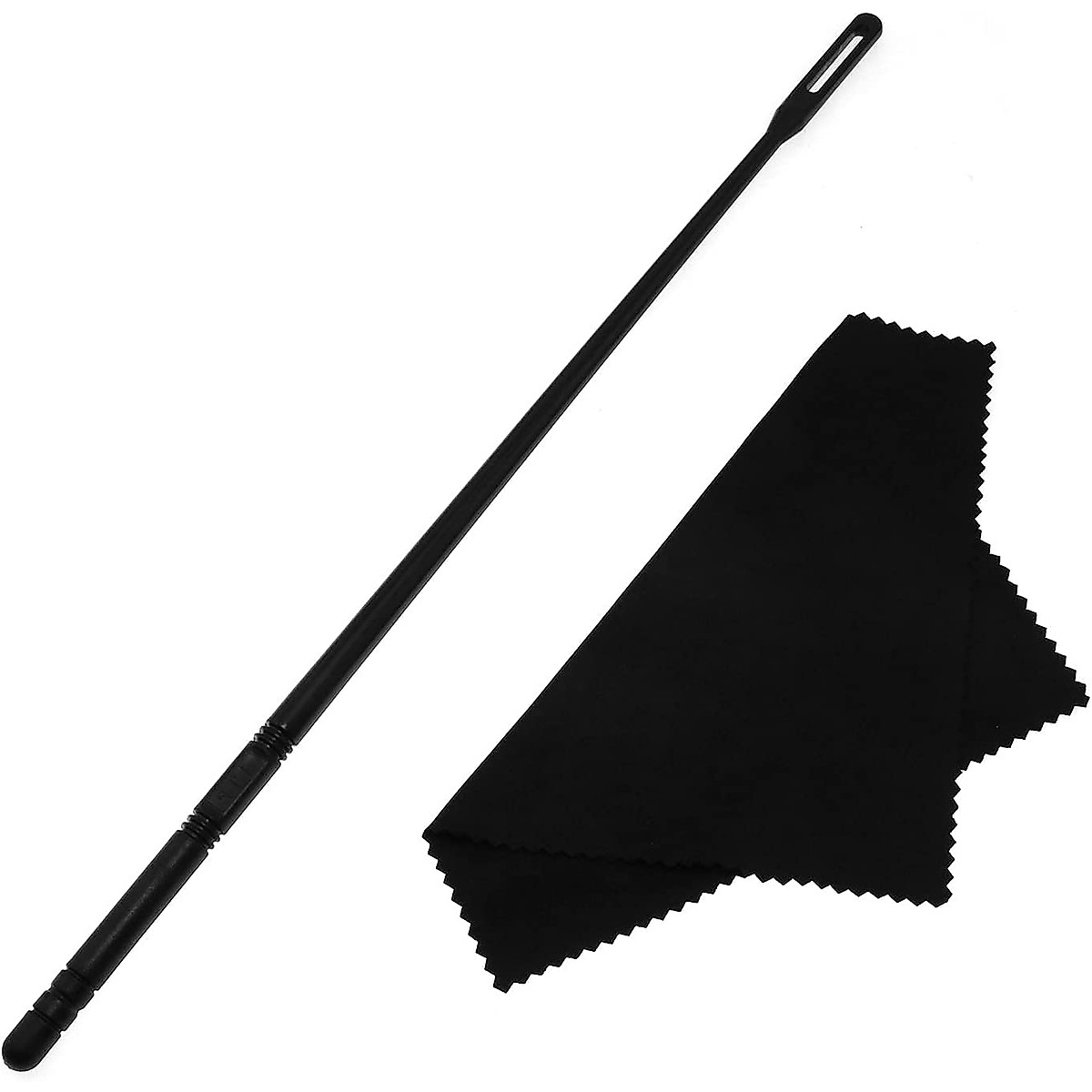 Flute Cleaning Rod with 3pcs Cleaning Swabs Flute Cleaning Kit Flute Cleaner Flute Polishing Cloth, Black