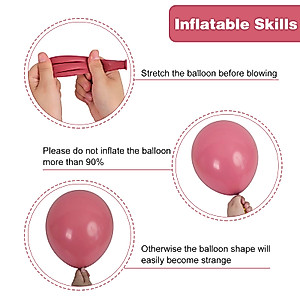 RUBFAC 129pcs Retro Hot Pink Balloons Latex Mauve Balloons Different Sizes 18 12 10 5 Inch Party Balloon Kit for Valentine's Day Birthday Baby Shower Wedding Princess Theme Party Decoration
