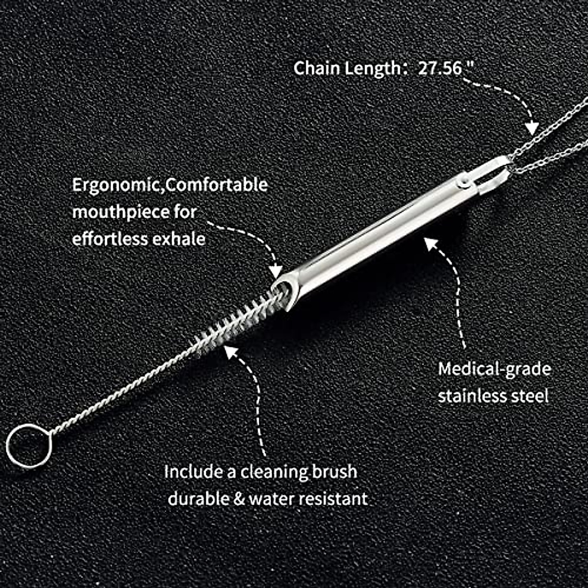 Tyniffer Breathing Necklace for Anxiety Relief the Shift Necklace Anxiety Stress Relief Items for Women Relaxation Meditation Calming Down Mindful Breathing Whistle Necklace Gift（Black）