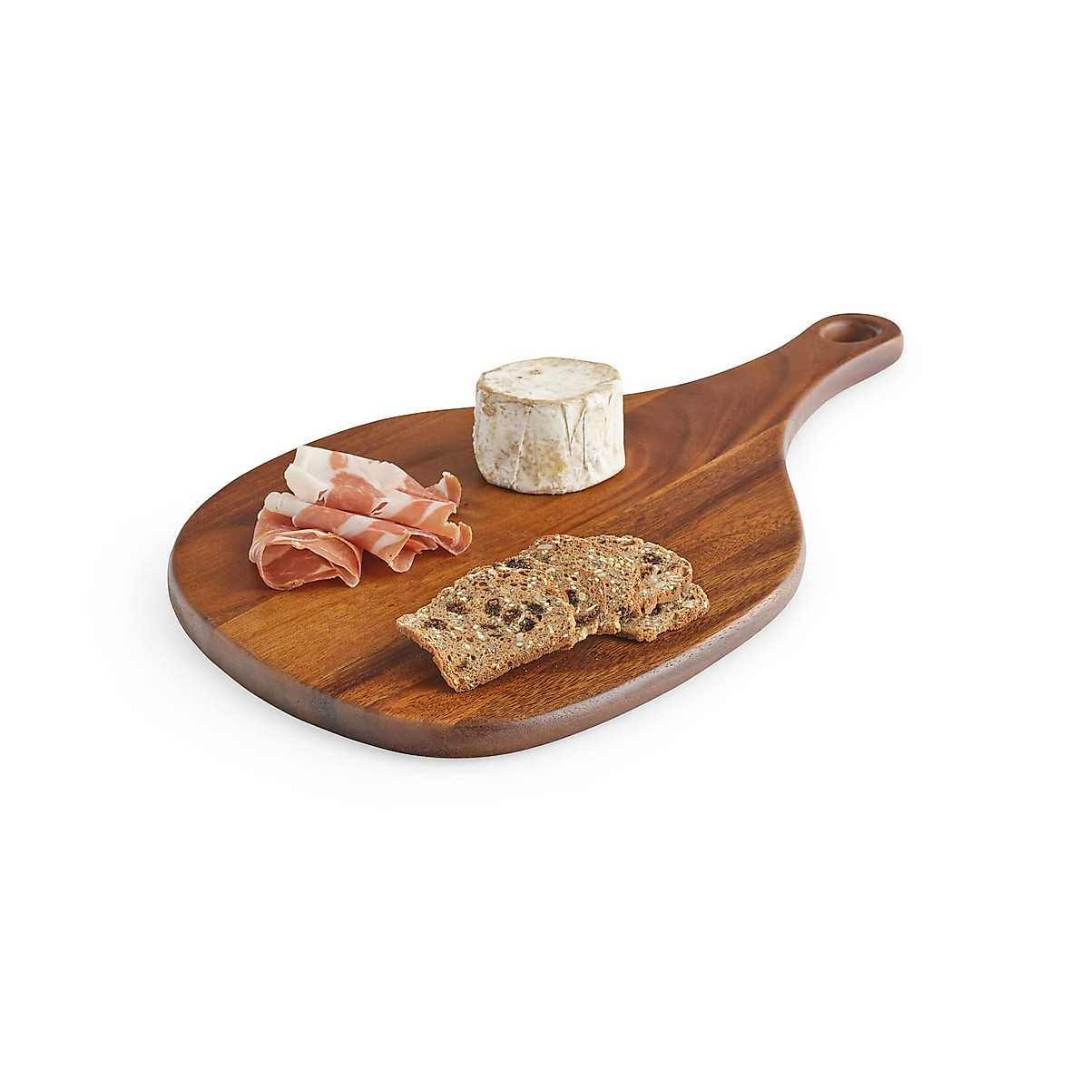 Nambe Portables Acacia Wood Cutting Board | 16.75 – Inch Solid Wood Cutting Board with Handle for Meat, Cheese, And Charcuterie | Decorative Woode serving Board for Kitchen and Dining
