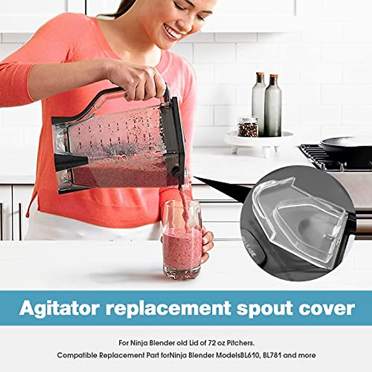Nin-ja Blender Lid Flap Pour Nin-ja Blender Lid Spout Cover Accessories for Nin-ja Blender Replacement parts for Ninja Blender 72 oz Pitcher Fits NJ600 BL700 and BL500-BL781