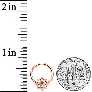 Body Candy Womens 16G PVD Steel Hinged Segment Ring Seamless Cartilage Nipple Ring Rosy Star Nose Hoop 3/8"