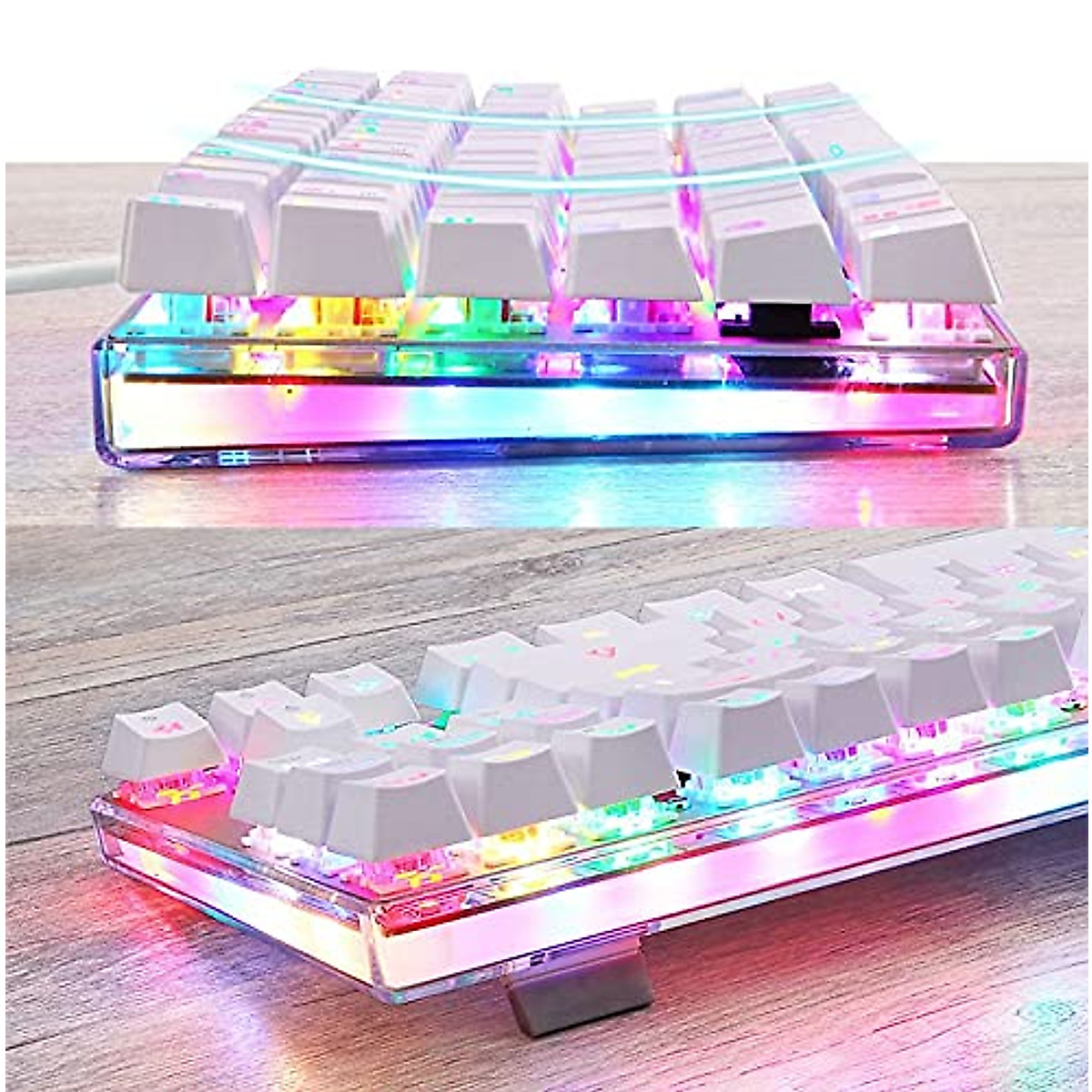 QHH Mechanical Gaming Keyboard RGB LED Rainbow Backlit Wired Keyboard with Red Switches for PC/Gamer, Typist