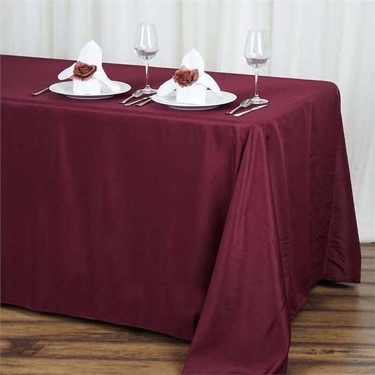 Efavormart Rectangle Tablecloth, 90"x132" Stain & Wrinkle Resistant Washable Table Cloth, Oblong Decorative Polyester Fabric Table Cover for Dining, Party, Wedding & Baby Shower- Burgundy