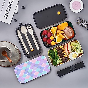 Mermaid Tattoo Adult Lunch Box, Bento Box, With Cutlery Set Of 3, 2 Compartments, Rectangular, Lunch Box For Adults