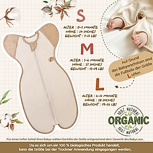 CCOCCOZAM Swaddle, Organic, Ivory, Small, 0-3 Months, 7-13 lbs, Transition Baby Sleep Sack, Dramatically Better Sleep