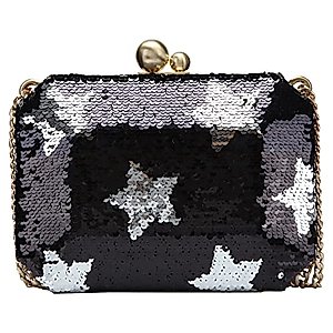 Fawziya Star Sequin Purse Thick Chain Evening Bags And Clutches For Wmen-Black