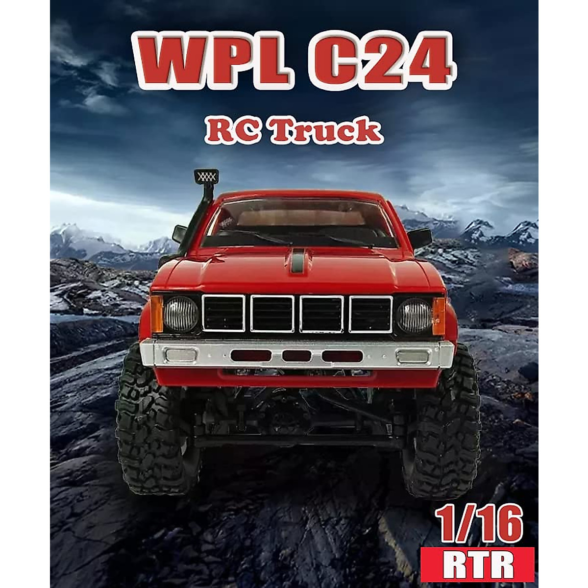 The perseids RC Rock Crawler RC Trucks 4x4 Pickup 1:16 Remote Control Car 2.4G Off-Road RC Crawler Semi Truck and Trailer All Terrain RTR Racing Vehicles Pickup with 2 Batteries (WPL C24)