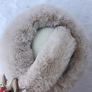 JIAHG Women Girls Plush Rabbit Ear Winter Earmuffs Soft Faux Fur Ear Warmers Adjustable for Adults Kids Thermal Ear Cover Muffs