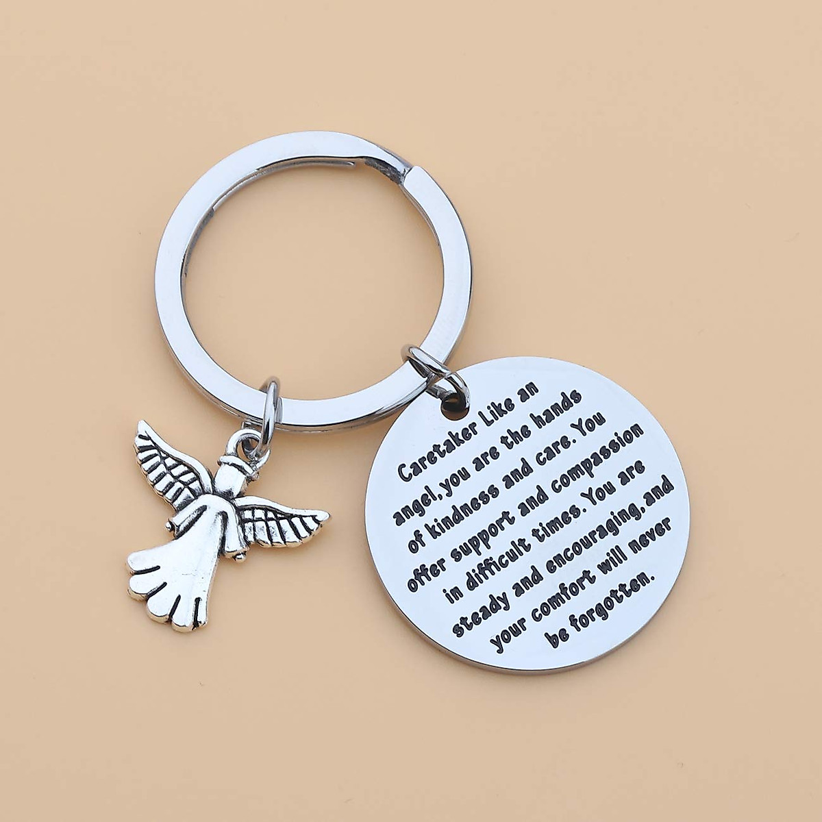 LQRI Caretakers Gift Caregivers Gift Caretaker Like An Angel You Are The Hands of Kindness and Care Keychain Babysitter Nanny Daycare Nurse Caretakers Thank You Gift (sliver)
