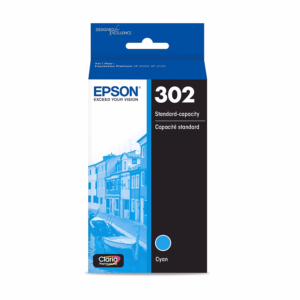 EPSON 302 Claria Premium Ink Standard Capacity Cyan Cartridge (T302220-S) Works with Expression Premium XP-6000, XP-6100