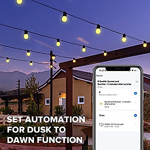 Smart Outdoor String Lights, RGB+IC 2700K Outdoor LED Patio Lights, 49ft with 15 S14 Bulbs, WiFi String Lights, Work with Alexa/Google Assistant, Waterproof, DIY Scene, APP/Remote Control