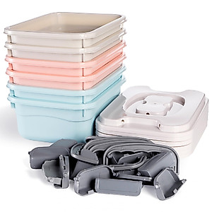 Elsjoy Set of 6 Small Plastic Storage Bins With Lid and Handle, 2.1 Quart Plastic Latch Storage Box Stackable Storage Container, Small Plastic Storage Basket Cute Organizer Box for Home, Office