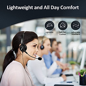 AGPTEK® Hands-Free Call Center Noise Cancelling Corded Monaural Headset Headphone for Desk Telephone with 4-Pin RJ9 Crystal Head