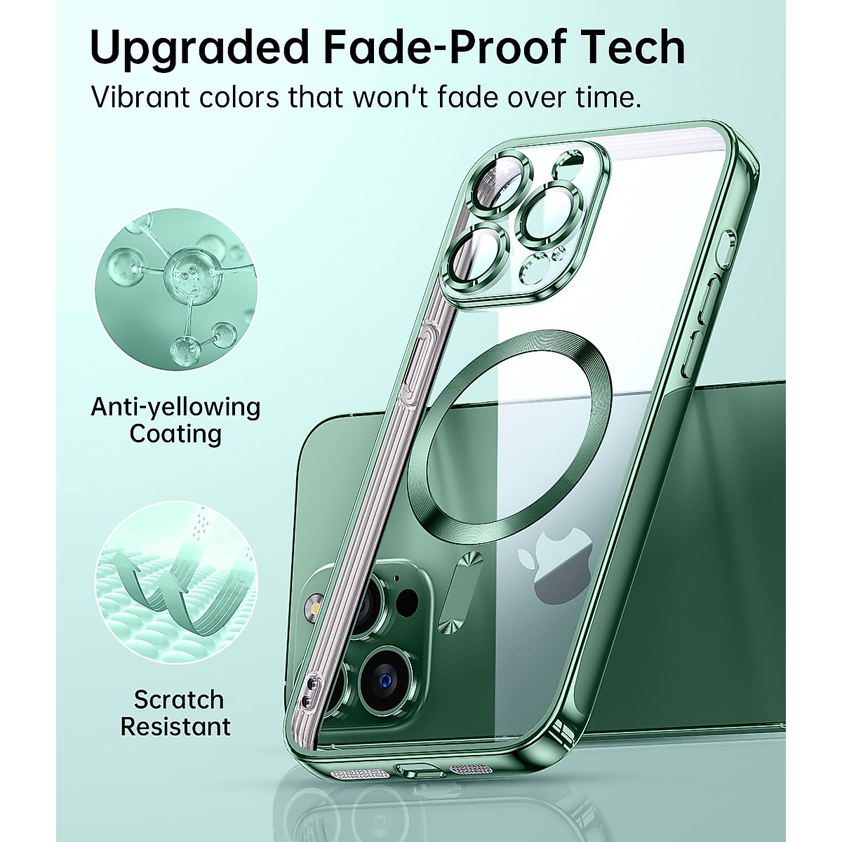 JAZZCAMEL for iPhone 13 Pro Max Case with One-Piece Lens Protection [Perfect Match for MagSafe] [with Top Class Screen Protector x1] Slim Luxury for Women Girls Men 6.7inch - Green