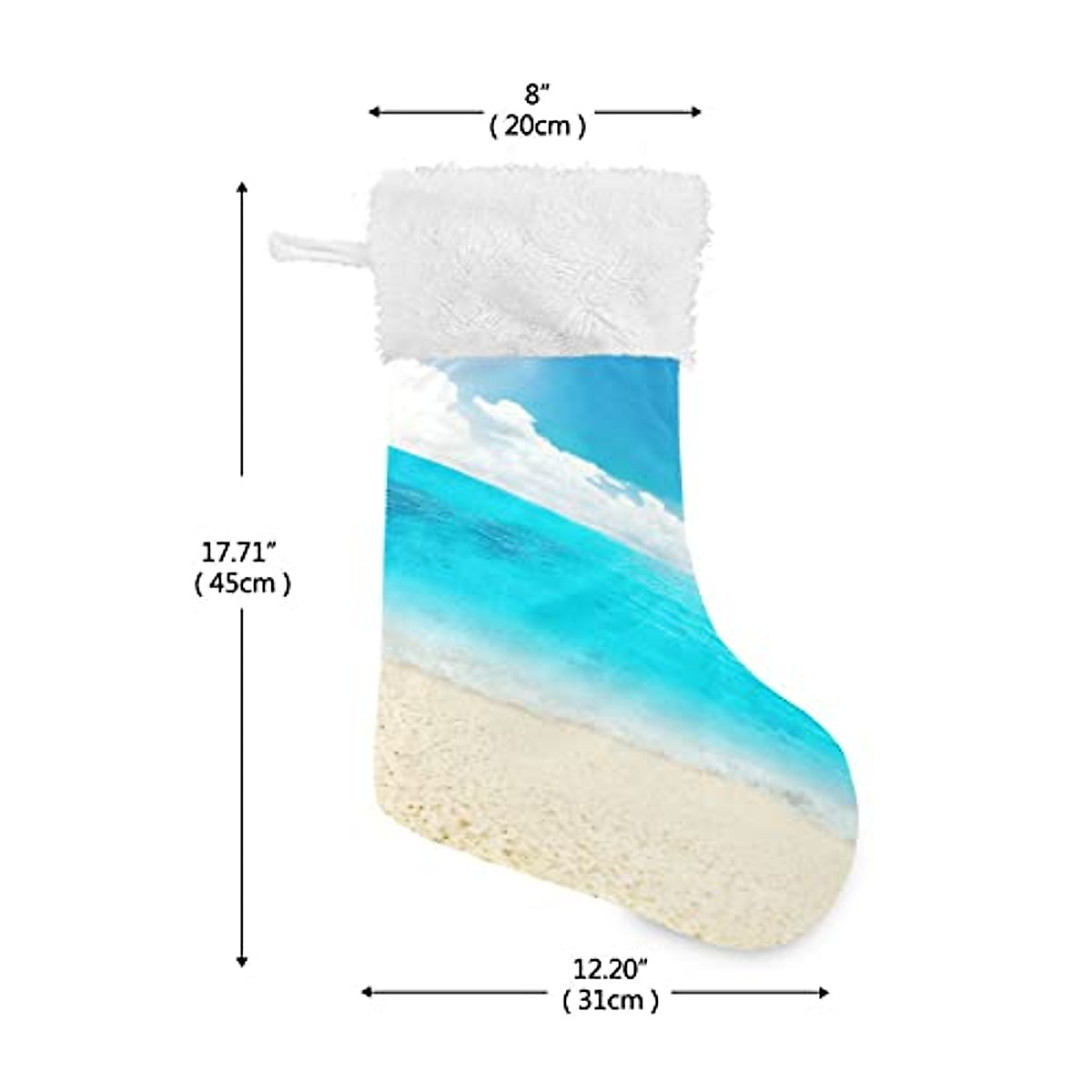 Kigai Christmas Stockings Summer Island Beach Large Candy Stockings Stuffers Kids Cute Xmas Sock Decorations 1PC for Home Holiday Party 12" x18"