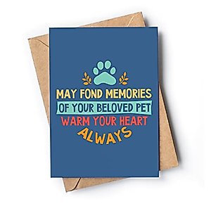 Sympathy card for loss of dog with envelope | Pet sympathy present for dog's passing | May Fond Memories of Your Beloved Pet Warm Your Heart Always