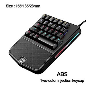 XYLXJ One-Hand Mechanical Keyboard, Wired Gaming Keyboard, 28-Key LED Backlight, Blue Switch, Ergonomic Wrist Strap, for PC Laptop