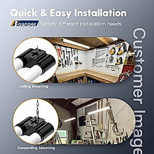 BBOUNDER 8 Pack Linkable LED Utility Shop Light, 4 FT, 4000 LM, 48 Inch Integrated Fixture for Garage, 40W Equivalent 250W, 5000K Daylight, Surface + Suspension Mount
