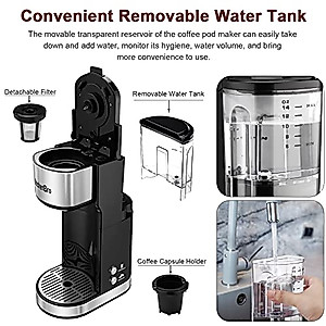 Single Serve Coffee Maker for K Cup Pod Ground Coffee,Mini Coffee Maker 2 In 1,One Cup Coffee Maker for Travel Office,Small Single Cup Coffee Maker Machine with Strength Control Self Cleaning Function