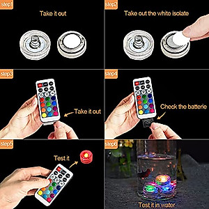 Rikiss Submersible Led Lights with Remote, Waterproof Mini Tea Lights Led Underwater Lights for Vase Centerpiece Aquarium Lights for Fish Tank Fountain Pools Light LED Lamp, Colorful, 10Pcs