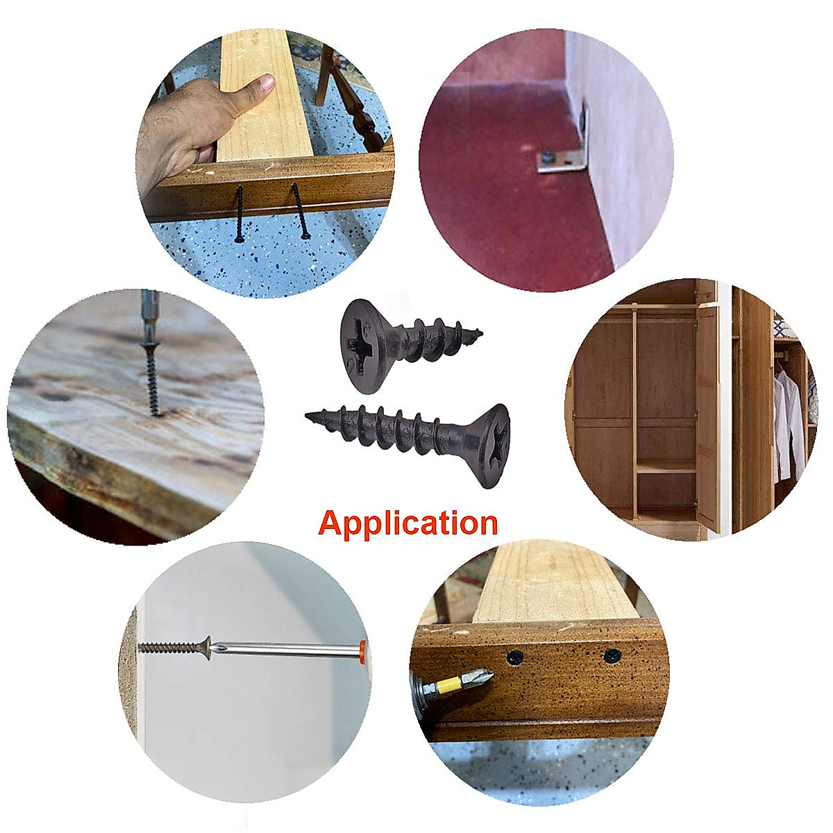 smseace 100PCS Black Flat Head Phillips Tapping Screws Drywall Nail Wood Screw #8 x 1/2", #8 x3/4" (50 Pcs Each) M4-12/20mm-100p