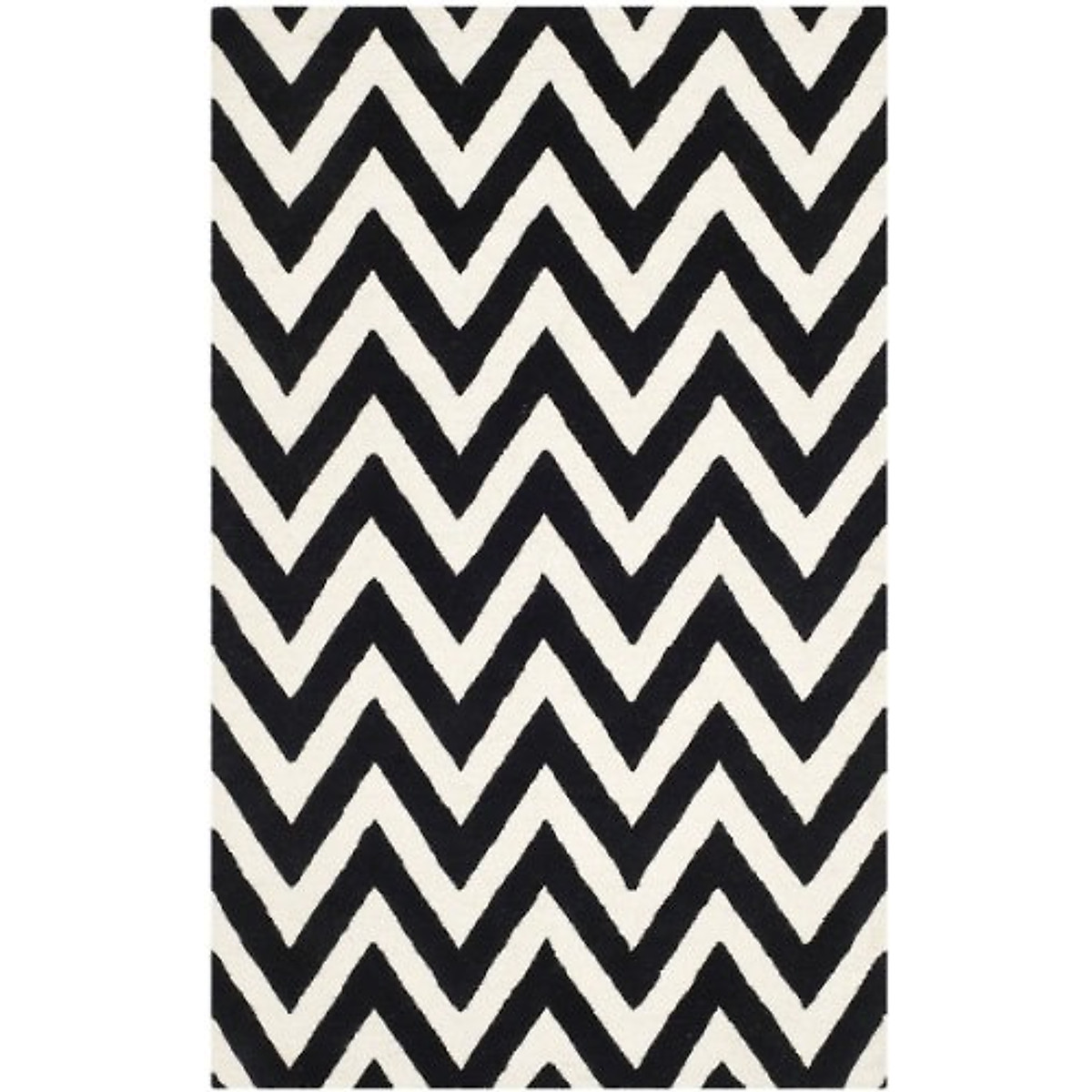 SAFAVIEH Cambridge Collection 5' x 8' Black/Ivory CAM139E Handmade Chevron Premium Wool Area Rug