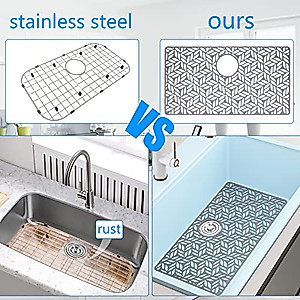 QKVCX Silicone Sink Protectors for Kitchen Sink 28.25"x15.25" Sink Protectors for Bottom of Farmhouse Stainless Steel Porcelain with Rear Drain Hole for Sink Bowl,Sink Mat for Rectangle Porcelain Sink
