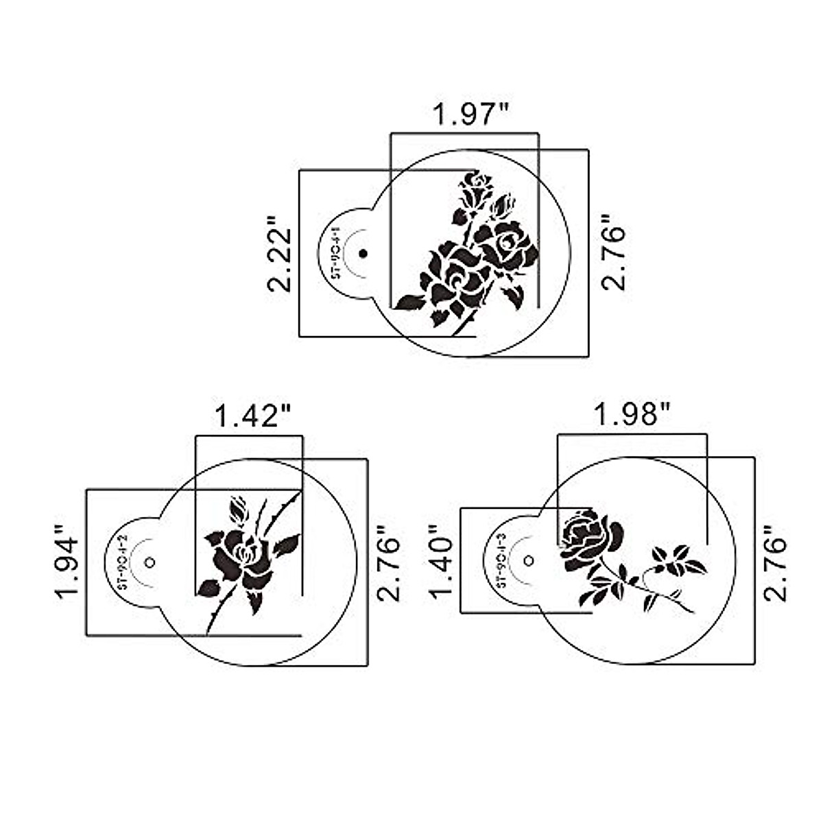Art Kitchenware 6pcs Roses Cookie Stencils Set for Wedding Cake Stencils Valentine's Day Plastic Stencils for Airbrush Decoration Mold (2.76 inches)