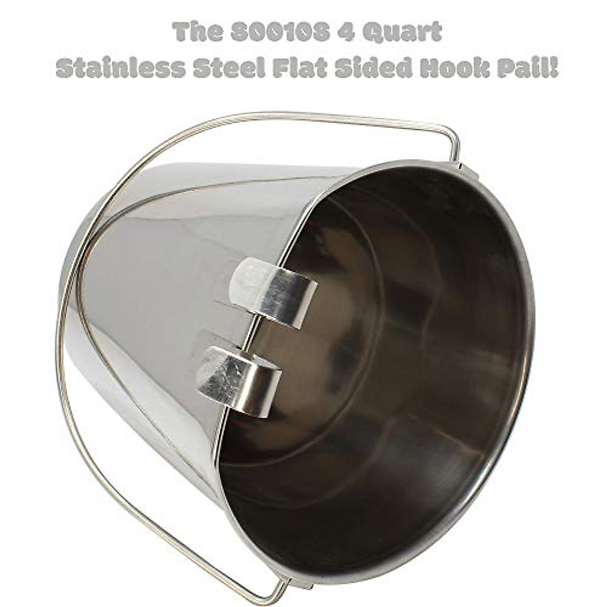 800108 4 Quart Stainless Steel Flat Sided Hook Pail Bonka Bird Toys Stainless Steel