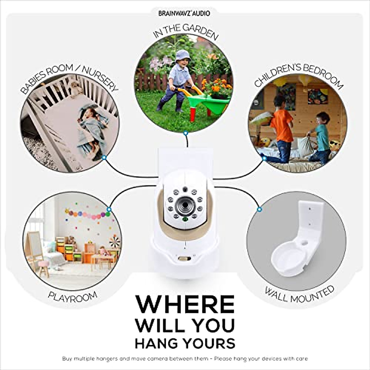 DXR8 & Pro Tilted Wall Mount Holder, Adhesive & Screw-in Bracket, Designed for Infant Optics Camera, Easy to Install, Strong VHB & Screw Mount, White by Brainwavz